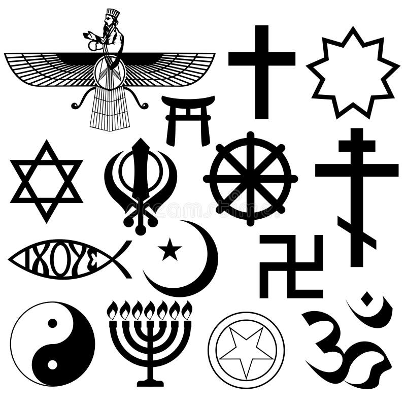 Godsdienstige symbolen vector illustratie. Illustration of personen ...