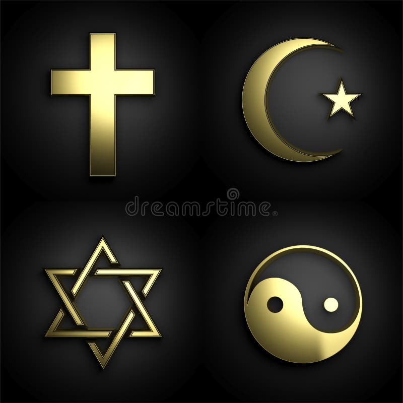 Godsdienstige symbolen stock illustratie. Illustration of maan - 34704936