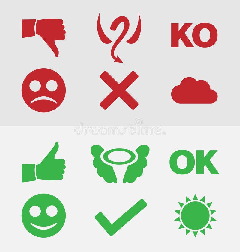 Goede en slechte symbolen vector illustratie. Illustration of ...