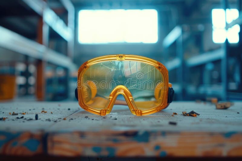 Goggles Resting on a Table, Suitable for Industrial or Safety Concept ...