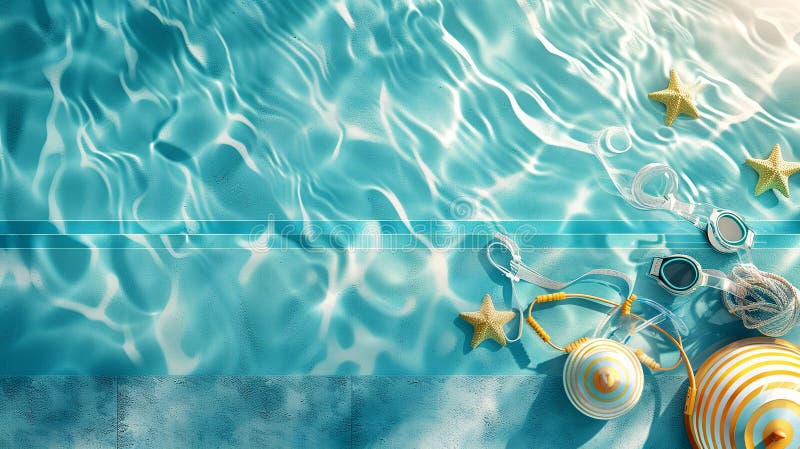Poolside Summer Fun with Goggles and Starfish Stock Illustration ...