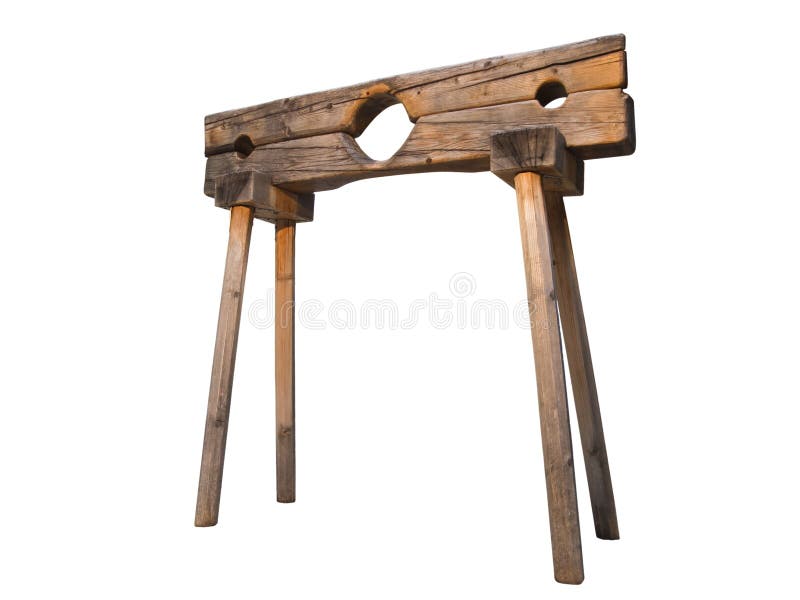 Gogna su bianco fotografia stock. Immagine di legno, medioevale - 47928000