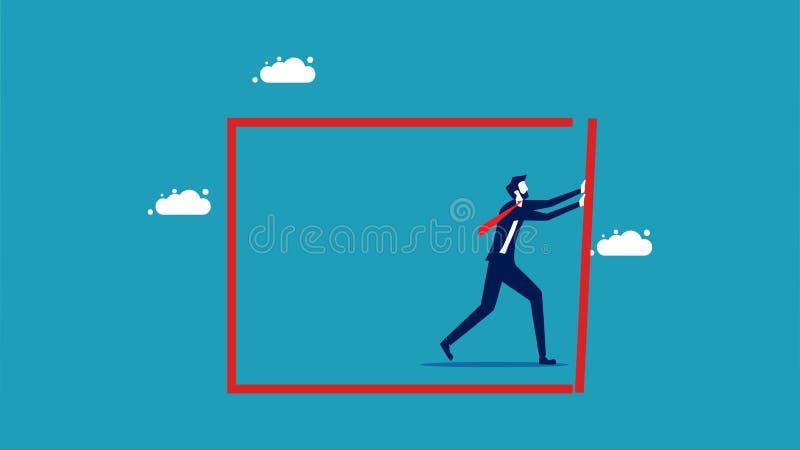 Going Beyond Limits. Businessman Get Out of Comfort Zone for Freedom ...