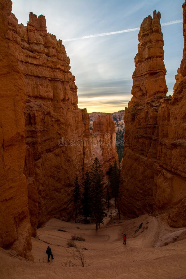 Going Down by Navajo Trail. People on the Path Stock Photo - Image of ...