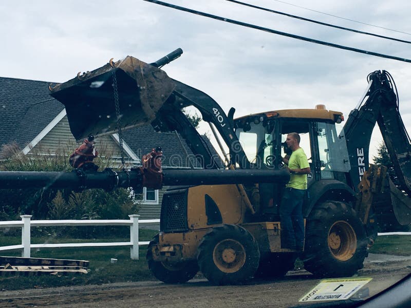 Construction Worker in Digging Vehicle, Editorial Stock Image - Image ...