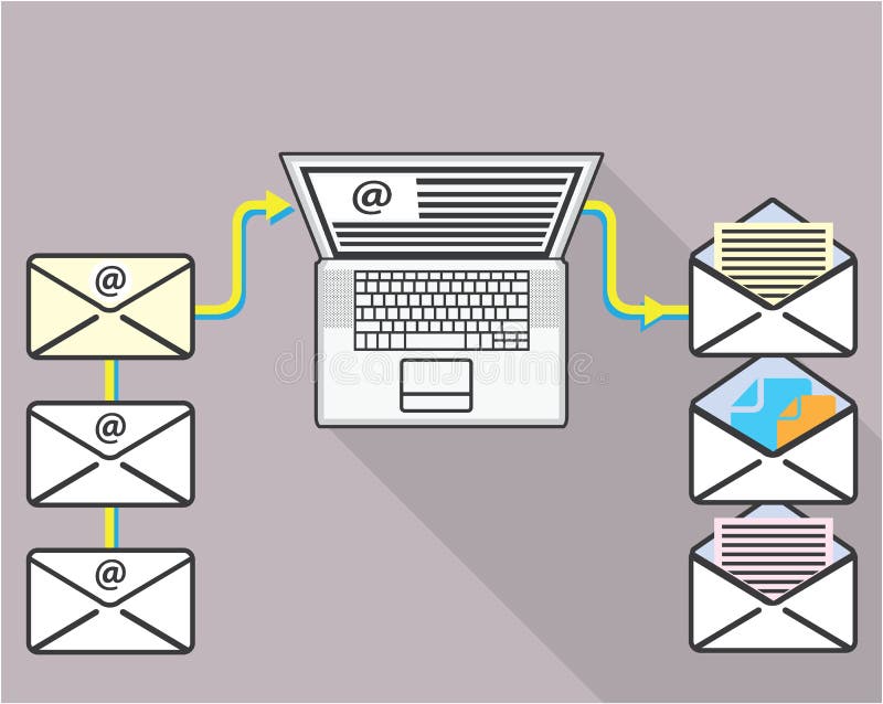 Going Through Emails On Laptop Stock Vector - Illustration of business ...