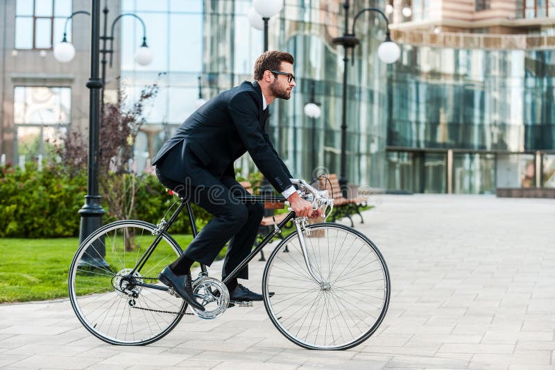 Going Everywhere by His Bike. Stock Photo - Image of caucasian ...