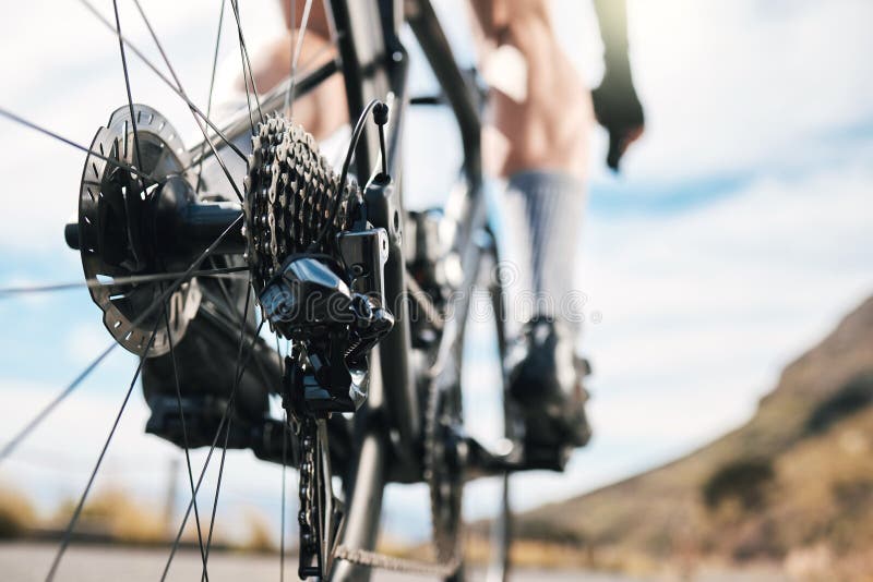 Going through the Gears. Rearview Shot of an Unrecognizable Man Cycling ...