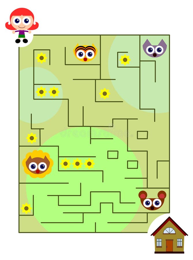 Maze for Children with Mouse & Cheese Stock Illustration - Illustration ...
