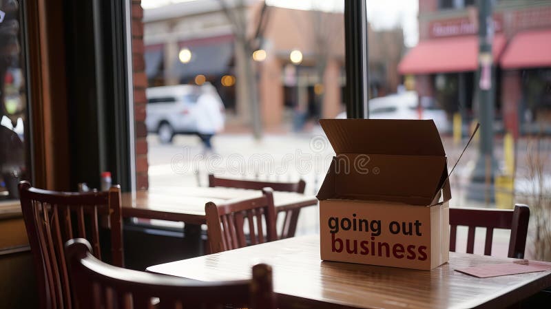 Going Out of Business Sign in Empty Restaurant Stock Illustration ...