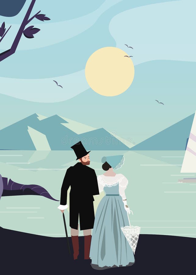 Going Out into Nature for a Romantic Walk Stock Illustration ...