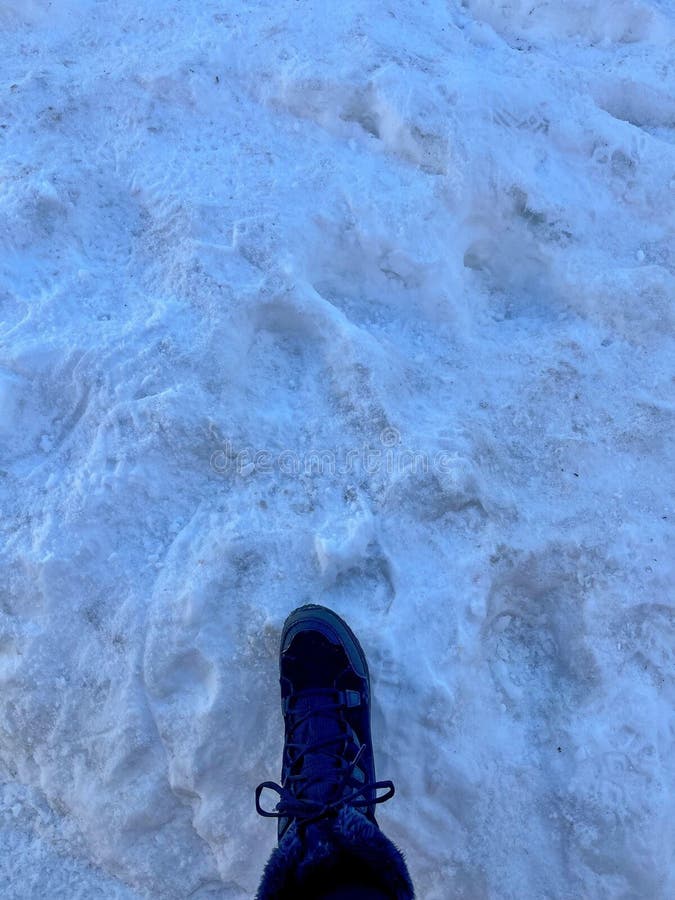 Right foot in the snow stock photo. Image of vacation - 355306630
