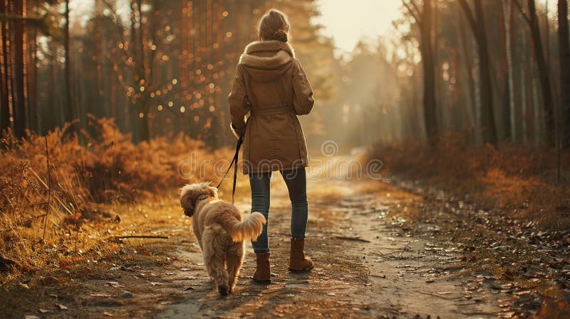 Going for a Walk with the Dog . Generative Ai Stock Illustration ...