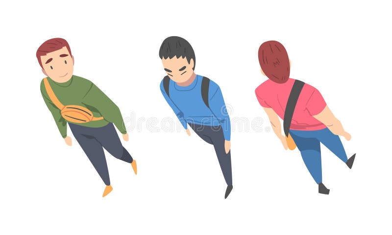 Going and Walking Man Character Stepping Forward Top View Vector ...