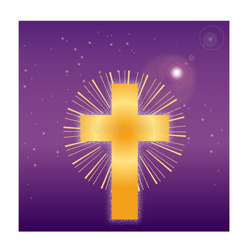 Golden Cross Floating in Space Stock Vector - Illustration of design ...