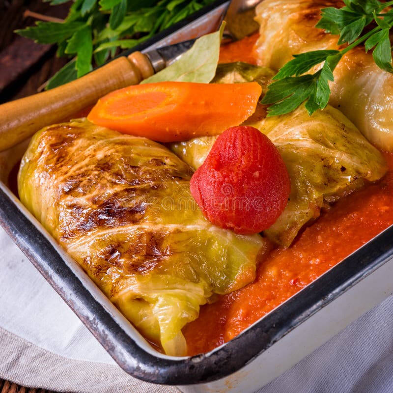 Golabki - Polish Cabbage Rolls in Tomato Sauce Stock Image - Image of ...