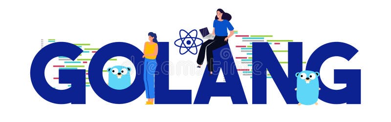 Golang Programming Languages. Large Text Concept of Code Development ...