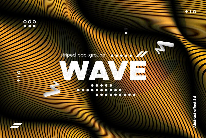 Gold Wave Banner with Distorted Lines. Stock Vector - Illustration of ...