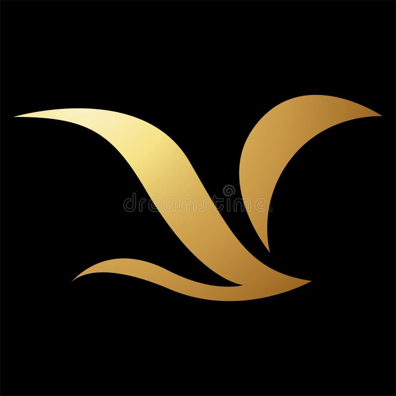 Gold Abstract Bird Icon with Soft Wings Stock Vector - Illustration of ...