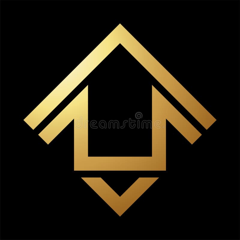 Gold Abstract Diamond Square Shaped House Icon Stock Vector ...