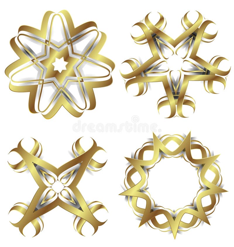 Gold Abstract Flower Elements Stock Vector - Illustration of artwork ...