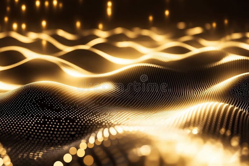 Gold Abstract Glow Wave Background with Shiny Light Patterns Stock ...
