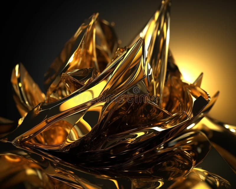 Gold Abstract Illustration Plastic 3d Structure Stock Illustration ...