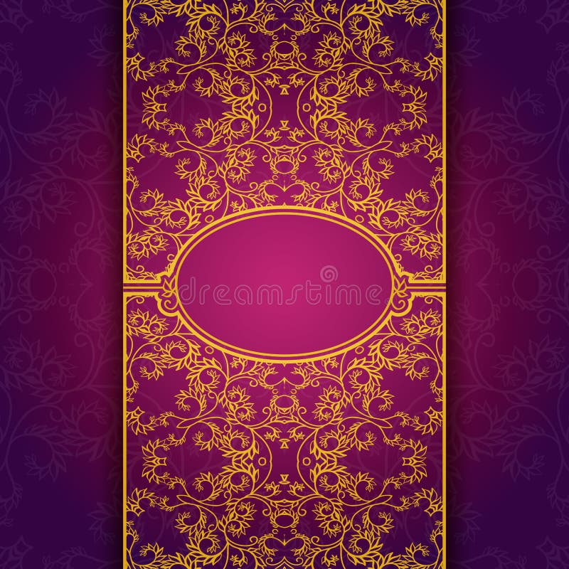 Gold Abstract Invitation Floral Violet Frame Stock Vector ...