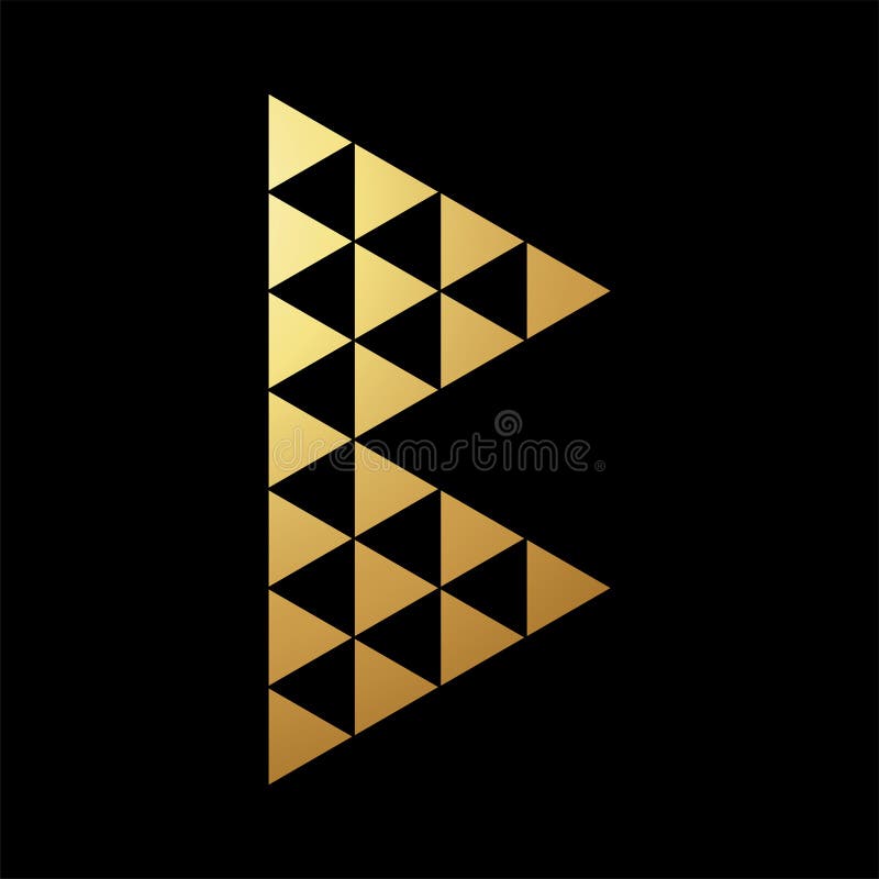 Gold Abstract Letter B Icon with Multiple Triangles Stock Vector ...