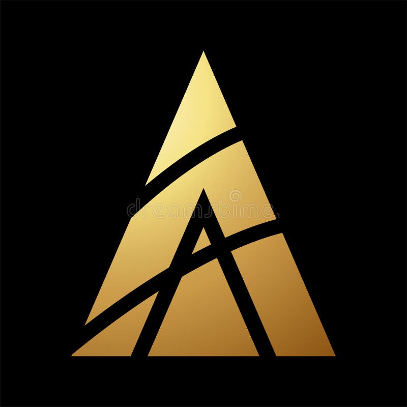 Gold Abstract Letter a Icon with Split Triangles Stock Vector ...