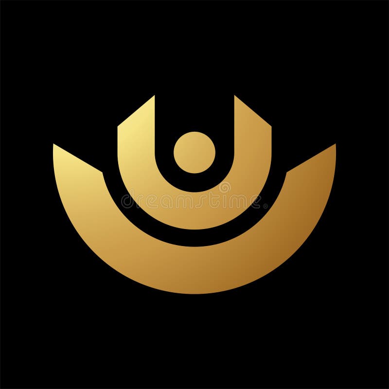 Gold Abstract Letter U Shaped Icon with a Circle Stock Vector ...