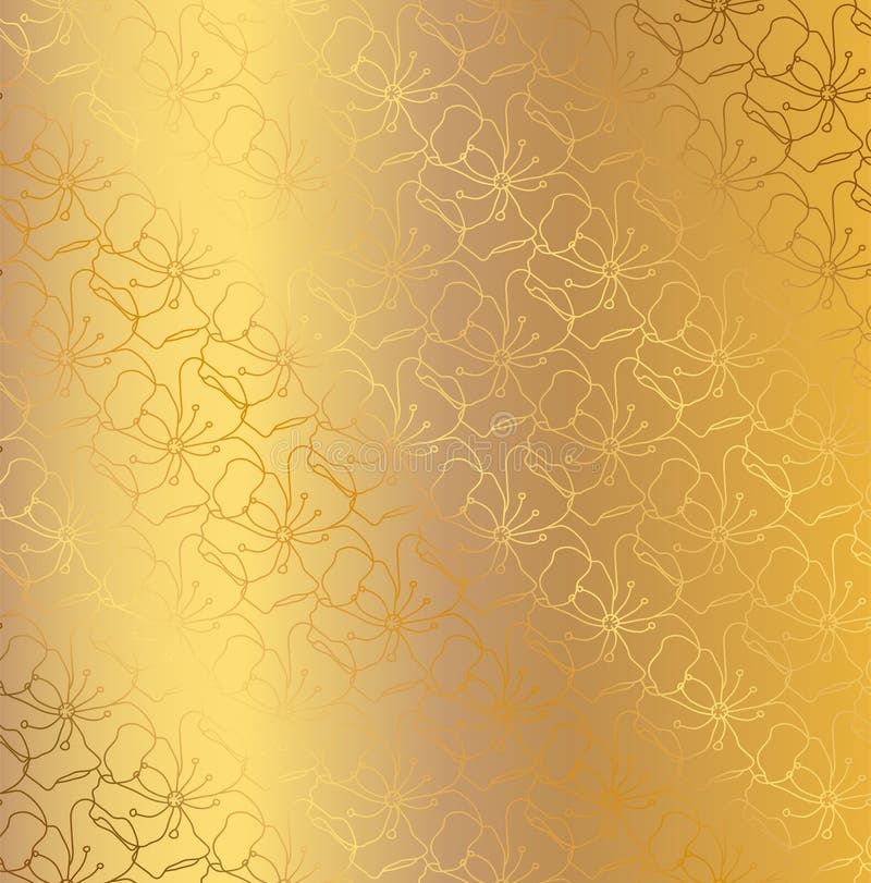 Gold Abstract Outline Floral Pattern Background Stock Vector ...