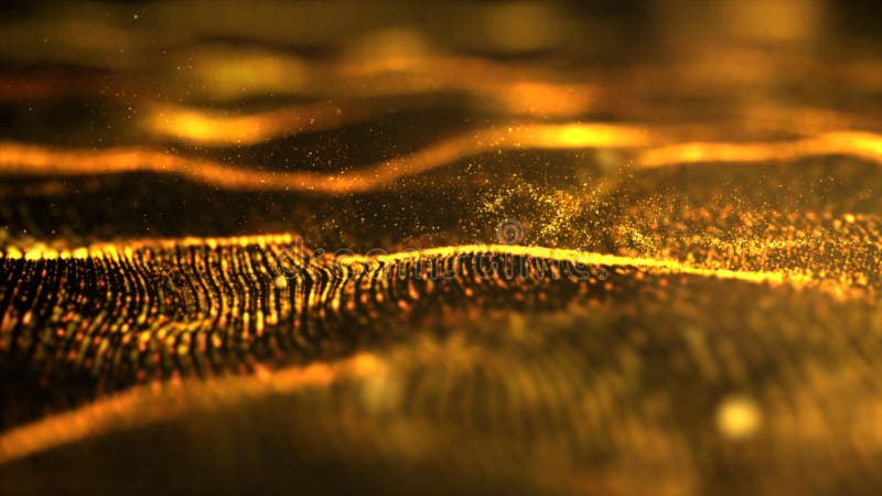 Gold Abstract Particles in Waves Stock Image - Image of dreamlike ...