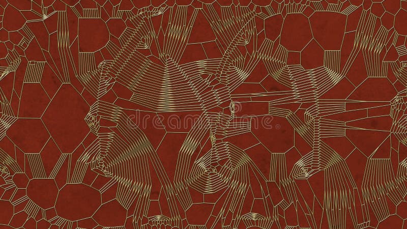 Gold Abstract Pattern on Red Background. 3d Rendering Stock Photo ...