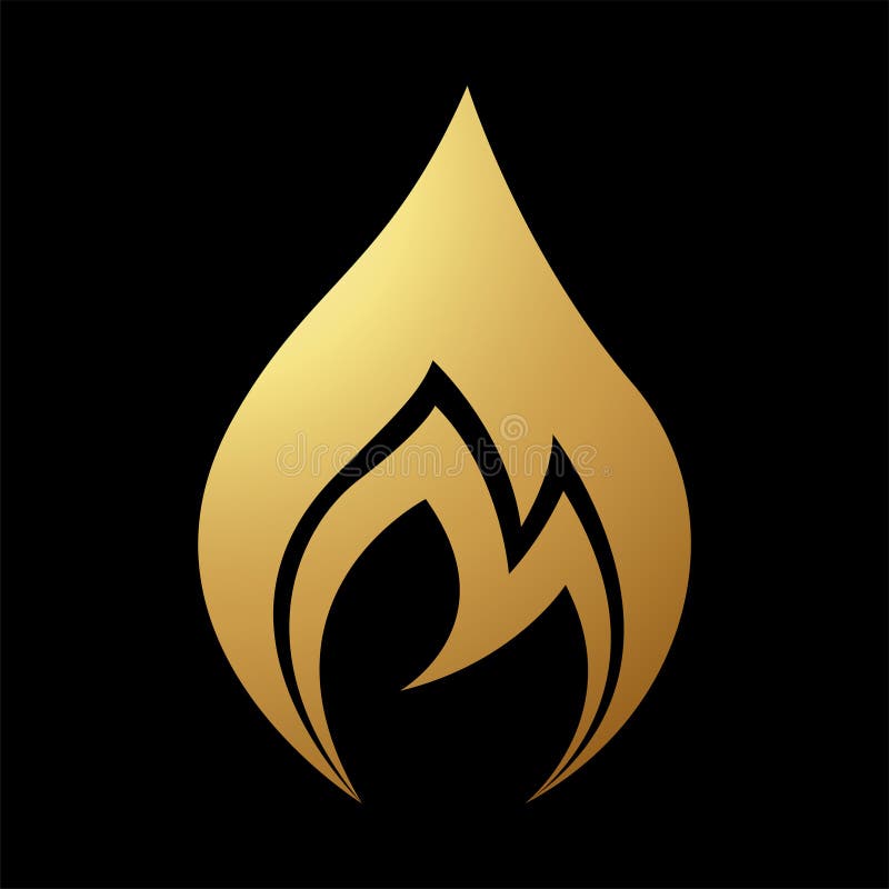Gold Abstract Simplistic Fire Flame Icon Stock Vector - Illustration of ...