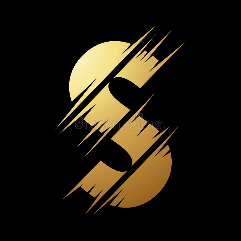 Gold Abstract Slashed Split Shaped Letter S Icon Stock Vector ...