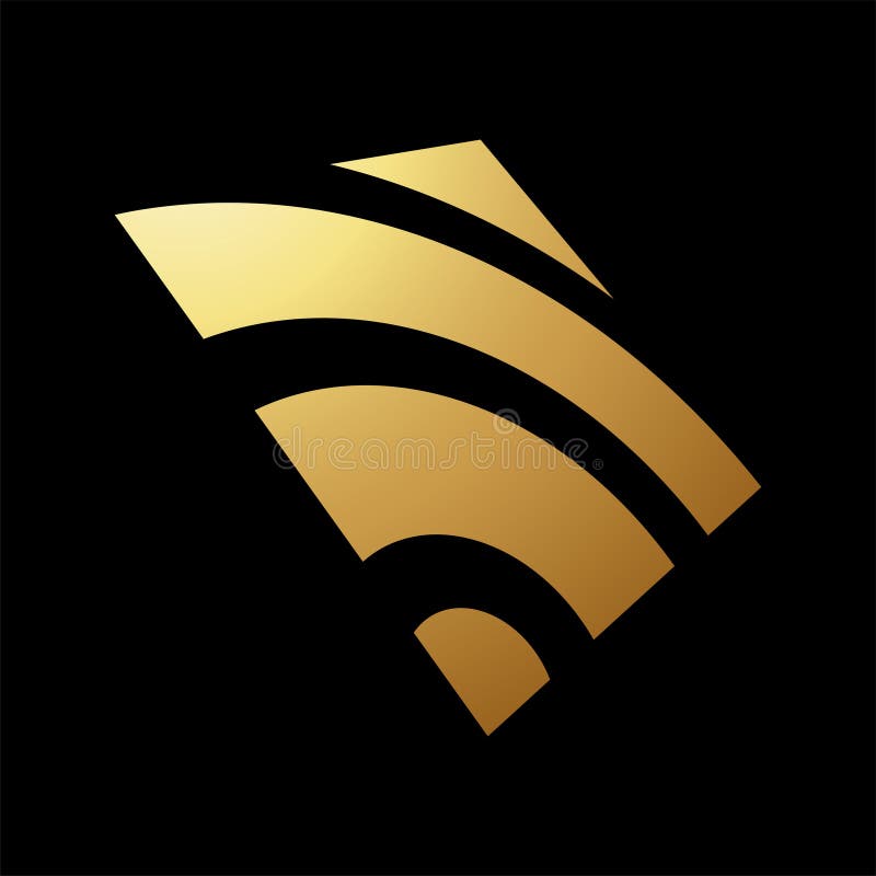Gold Abstract Wifi Shaped Square Icon in Perspective Stock Vector ...