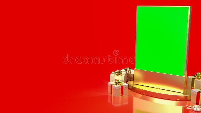 The Gold Advertising Sign and Gift Box for Promotion Concept 3d ...