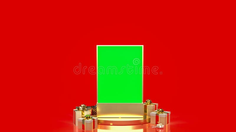 The Gold Advertising Sign and Gift Box for Promotion Concept 3d ...
