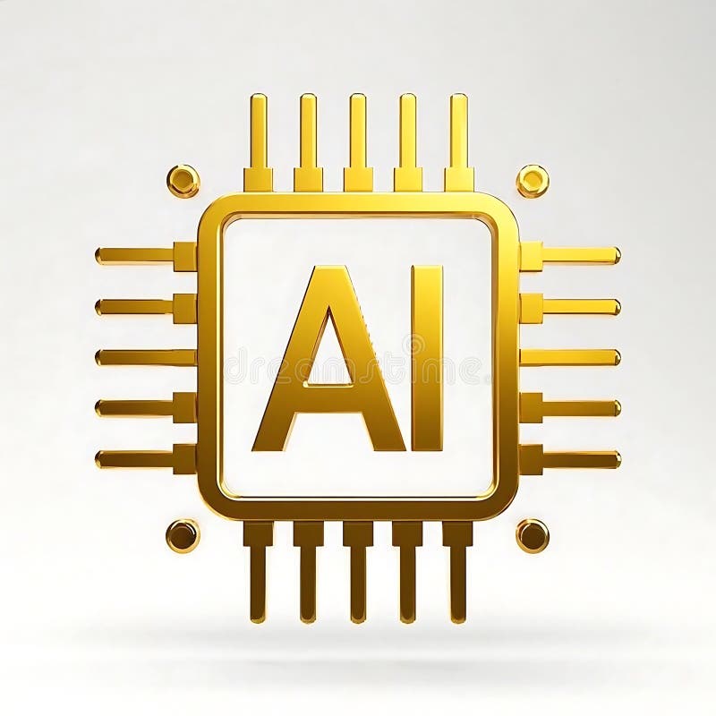 Gold AI Chip Icon Represents Modern Technology Stock Image ...