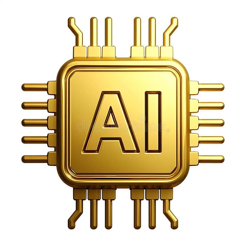 Gold AI Chip Icon Represents Modern Technology Stock Illustration ...