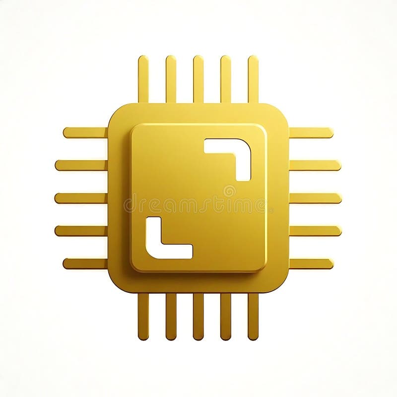 Gold AI Chip Icon Represents Modern Technology Stock Illustration ...