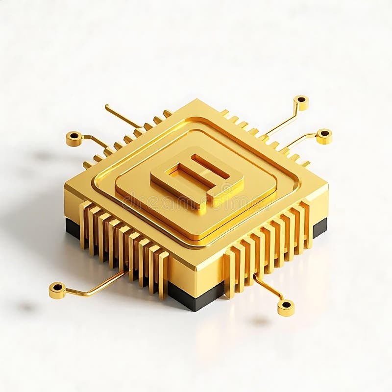 Gold AI Chip Icon Represents Modern Technology Stock Illustration ...