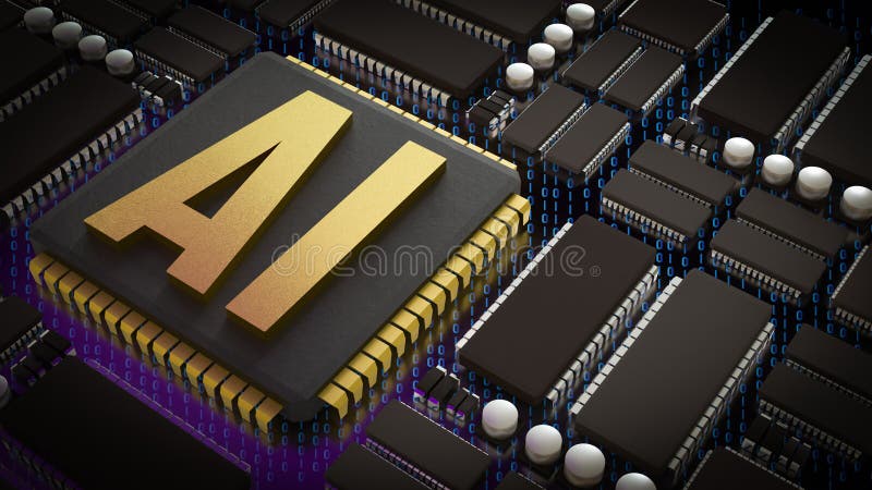 The Gold AI on Chip for Technology or it Concept 3d Rendering Stock ...