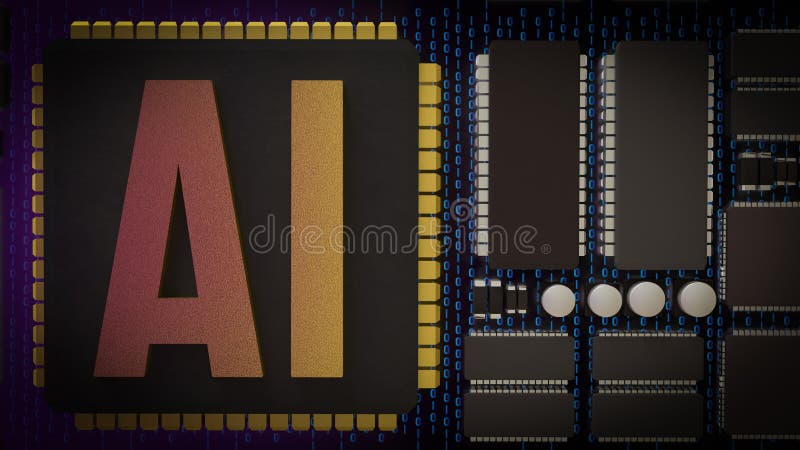 The Gold AI on Chip for Technology or it Concept 3d Rendering Stock ...