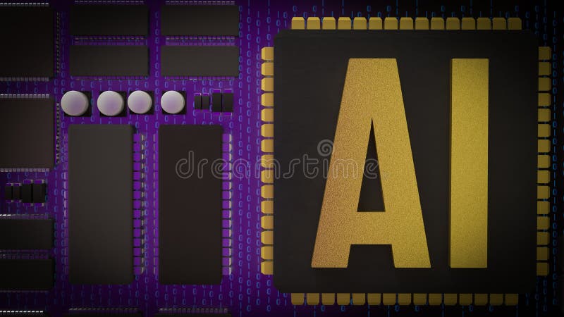 The Gold AI on Chip for Technology or it Concept 3d Rendering Stock ...
