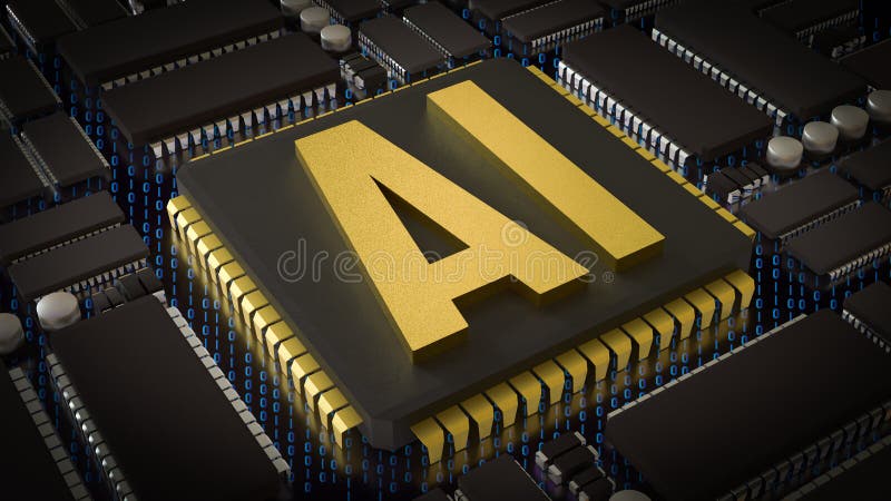 The Gold AI on Chip for Technology or it Concept 3d Rendering Stock ...