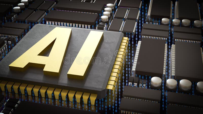The Gold AI on Chip for Technology or it Concept 3d Rendering Stock ...