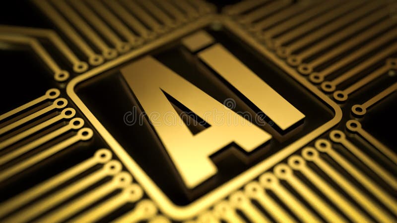 The Gold Ai Text and Electric Logic on Black Background for Technology ...