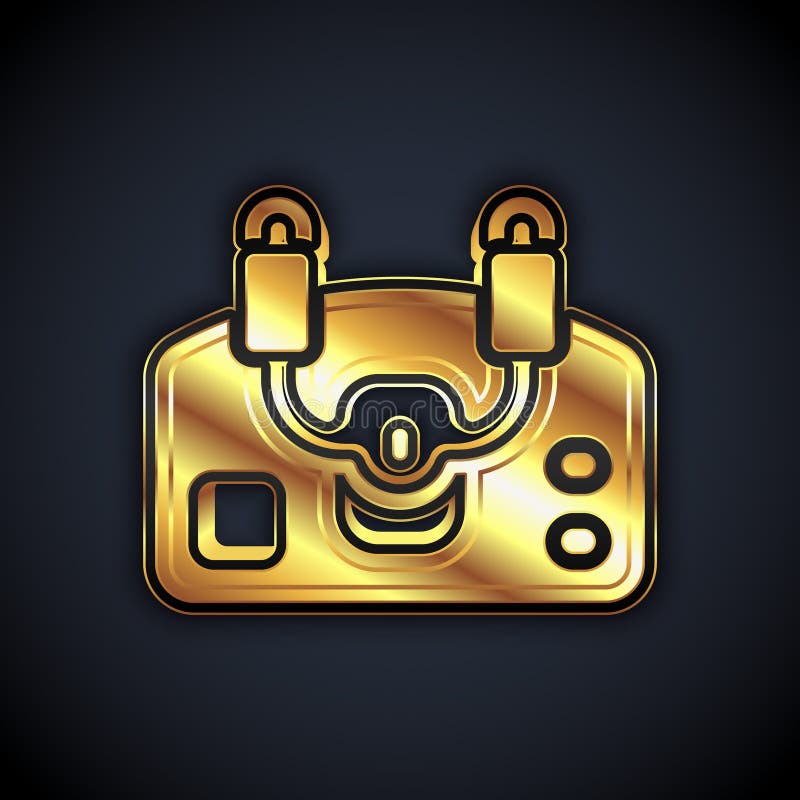 Gold Aircraft Steering Helm Icon Isolated on Black Background. Aircraft ...